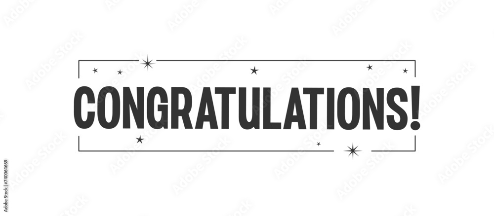 congratulations message with stars inside a thin frame. Elegant ...