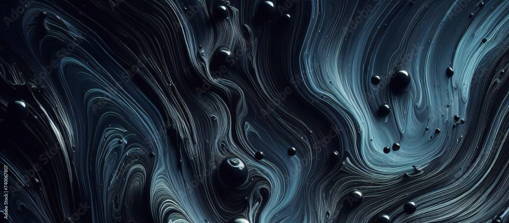 Textura de fondo Marvel azul negro, efecto líquido brillante, papel ...