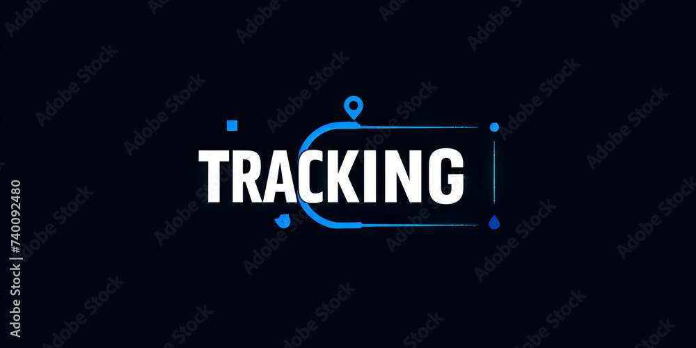 "TRACKING" written style logo with white letters on black background ...