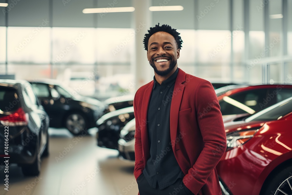 Customer of African descent selecting vehicle from a diverse car ...