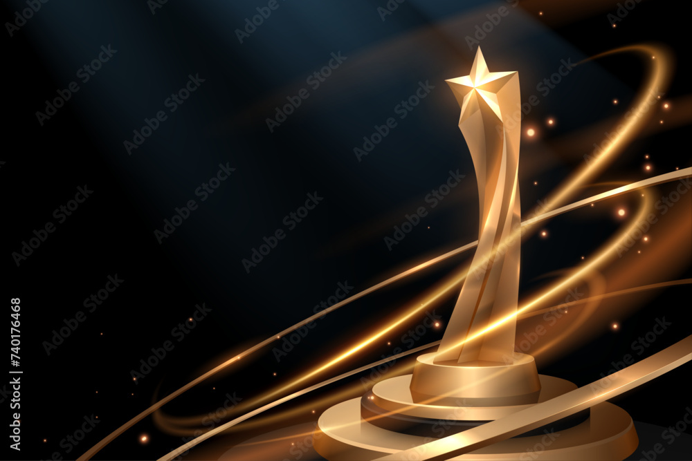 Golden star trophy with light effects Stock Vector | Adobe Stock