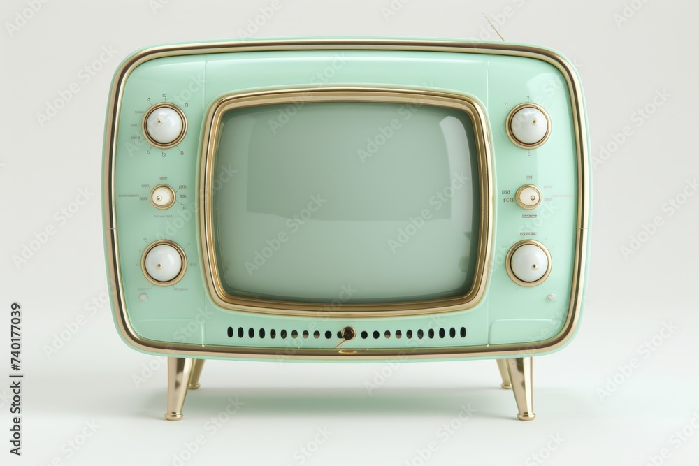 An antique television set from the past era is placed on a rustic ...