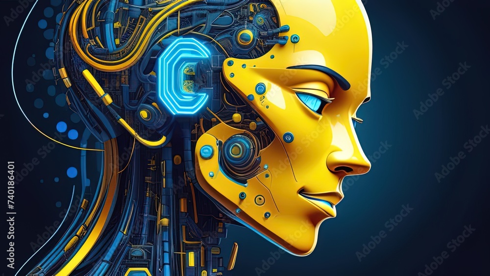 Digital human head logo concept illustration. Creative idea. Learning ...