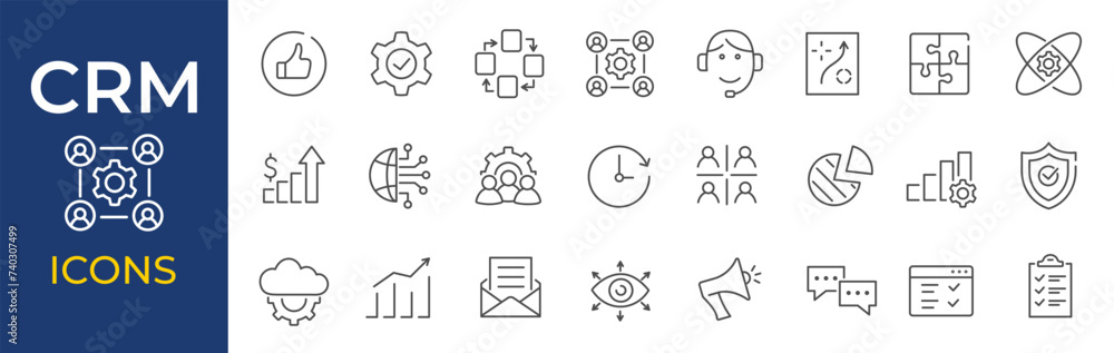 CRM icon set. Customer relationship management. Vector illustration ...