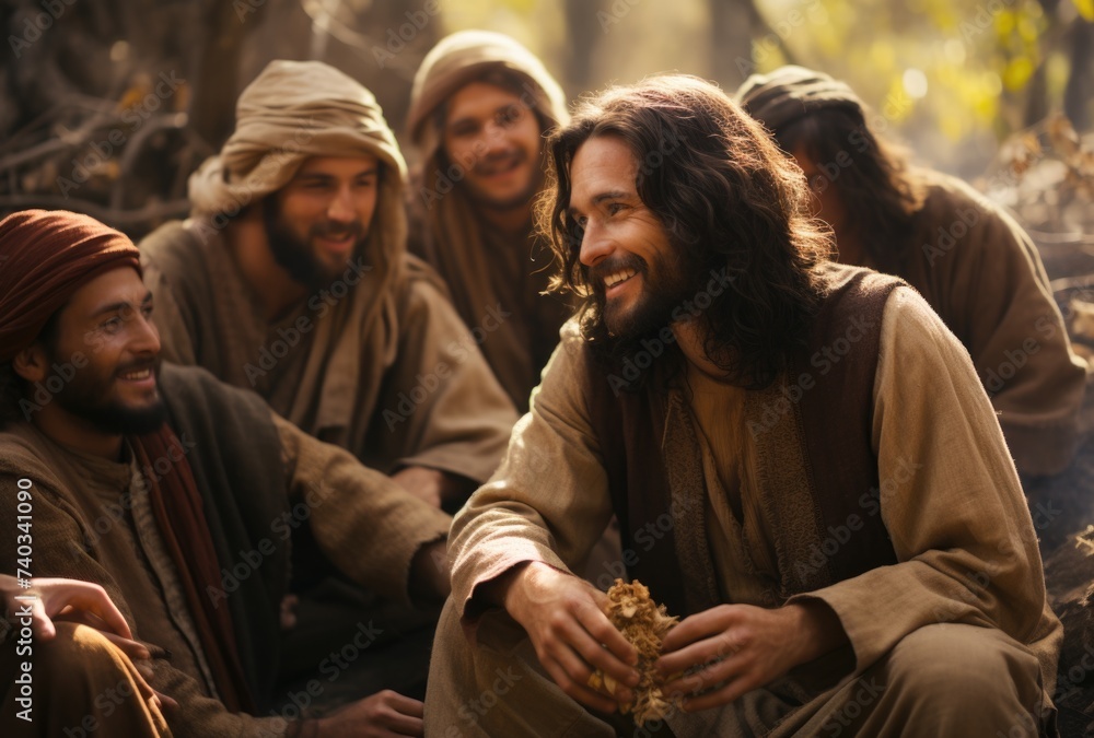 In serene tableau, Jesus Christ and disciples gather, radiating divine ...