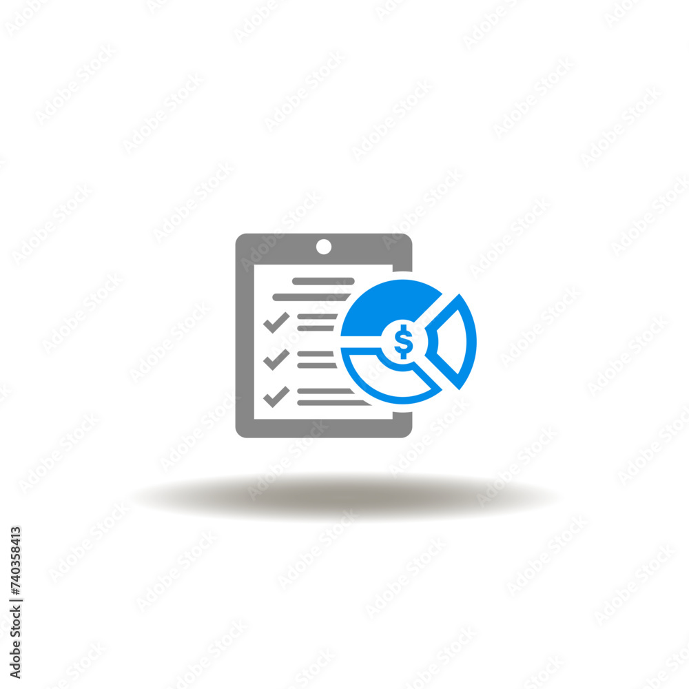 Vector illustration of checklist with financial diagram. Icon of ...