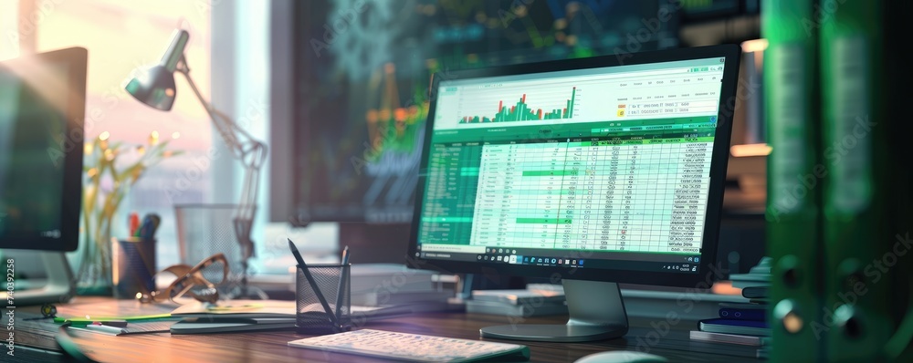 Data and graphs in spreadsheet documents for online analysis Stock ...