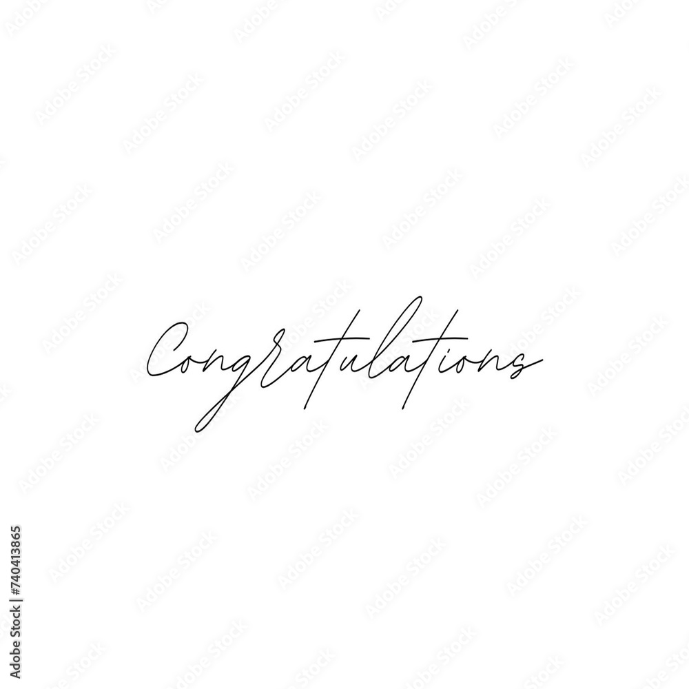 Hand drawn lettering black Congratulations on white background. Modern ...