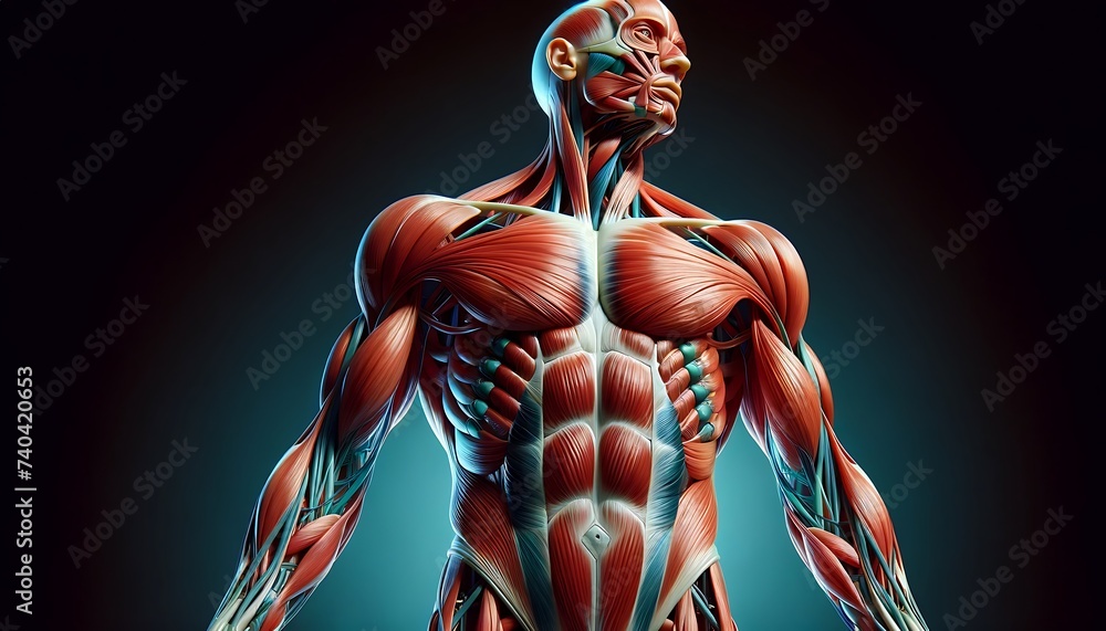 human body anatomy, muscle system 3d visualization medical and study ...