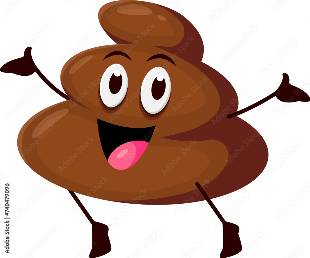 Стоковое векторное изображение «Funny poo excrement, cartoon poop emoji ...
