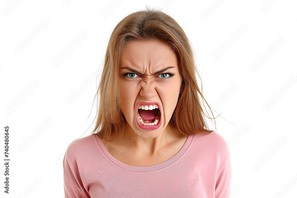 women anger expressions face isolated on transparent background Stock ...