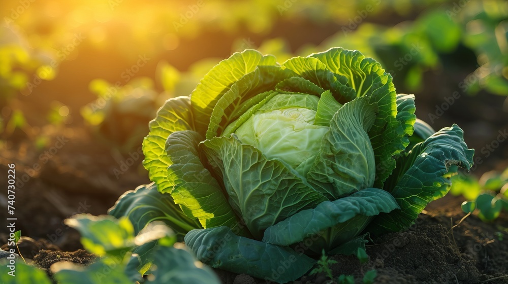 Growing cabbage harvest and producing vegetables cultivation. Concept ...