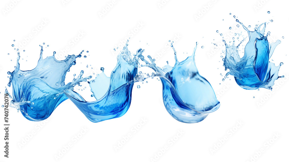 Blue Water Splash Collection: Top View Flat Lay Digital Art 3D ...