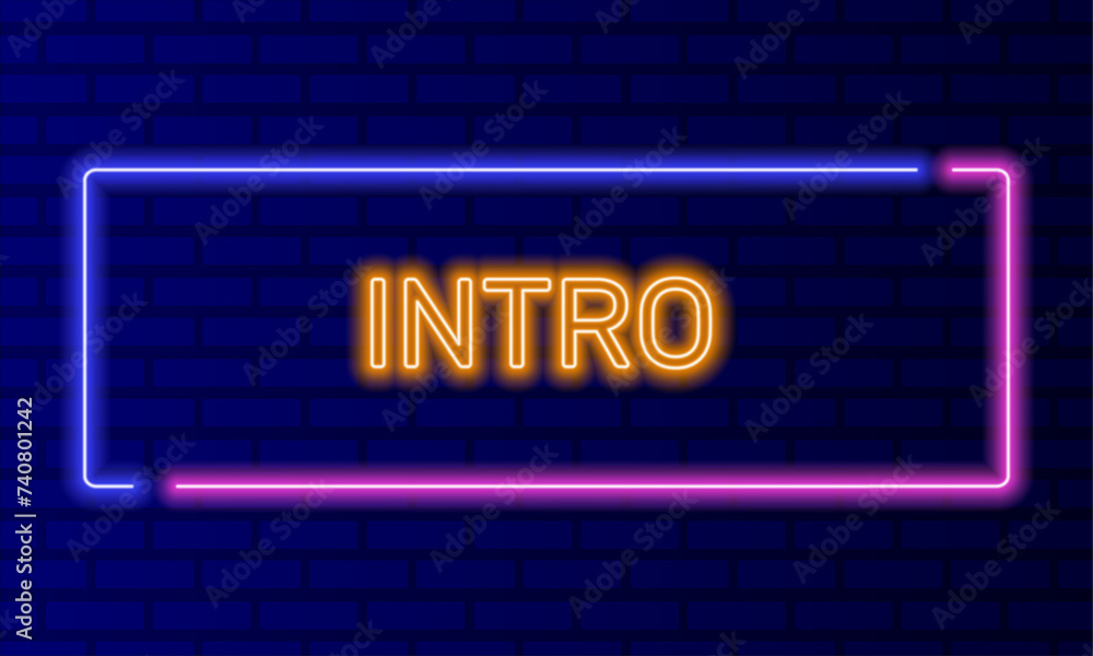 Neon sign intro in speech bubble frame on brick wall background vector ...