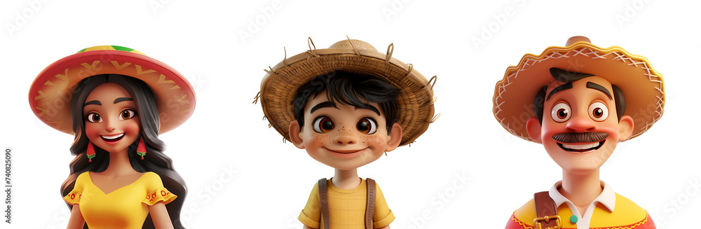 Stock-Illustration „Set Collection of Happy Mexican Family - Man, Woman ...