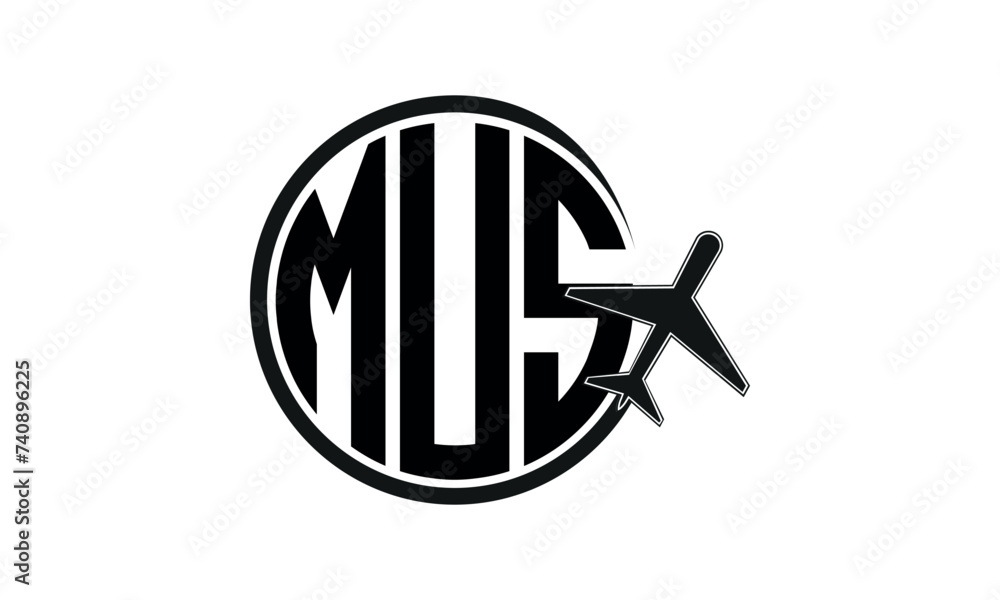 MUS three initial letter circle tour & travel agency logo design vector ...
