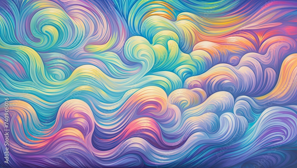 Seamless psychedelic rainbow wavy dopamine map pattern background ...