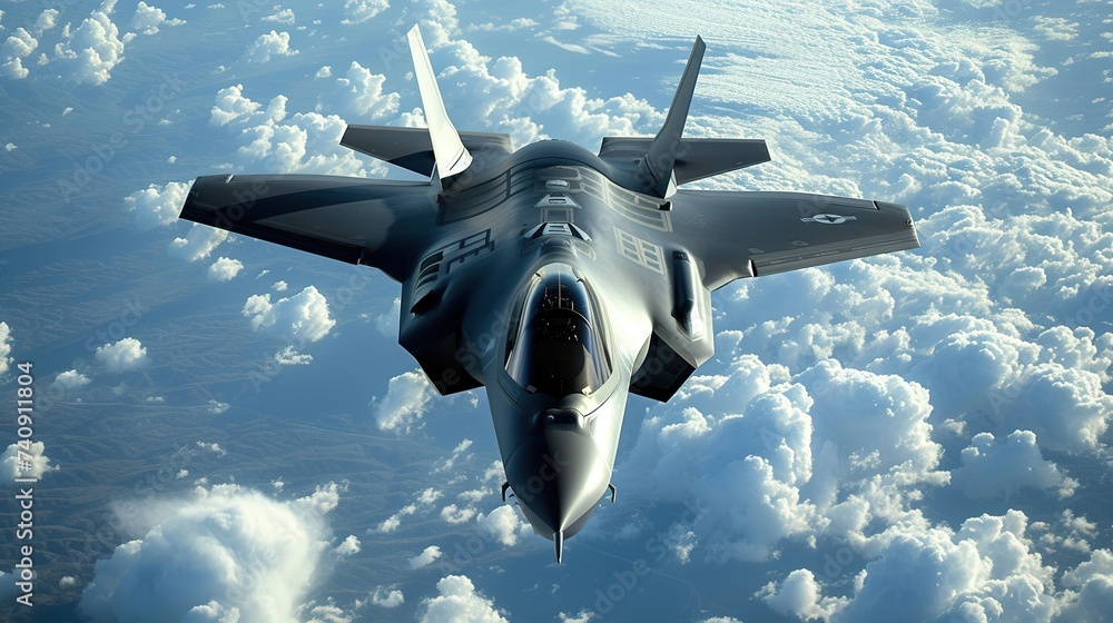 Foto de Stock modern fifth generation combat air fighter jet in sky ...