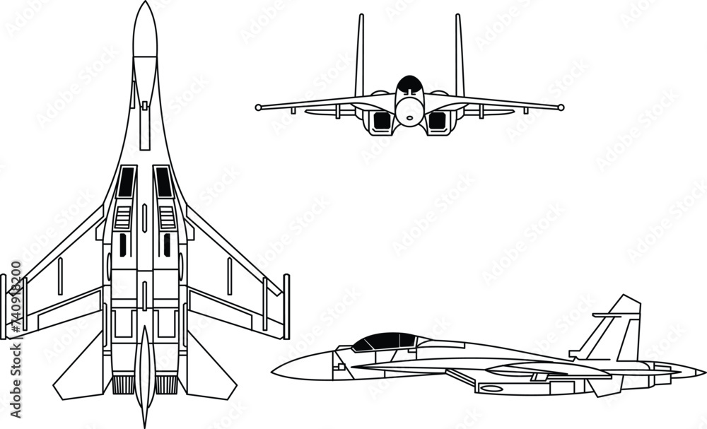 Vector de Stock Air Plane, us army fighter jet, Line art vector, eps ...