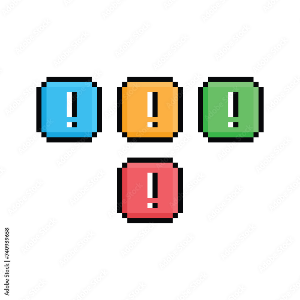 Pixel warning sign 8 bit, pixel art attention sign exclamation point ...
