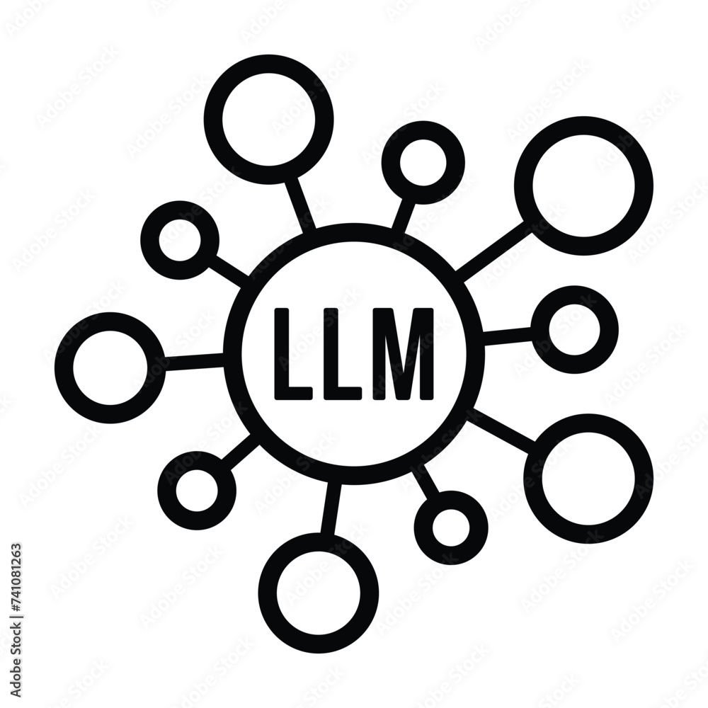 LLM or large language model with neural networks line art vector icon ... LLM or large language model with neural networks line art vector icon ...