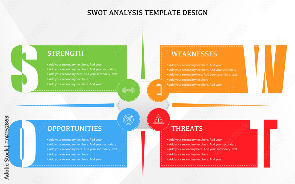 SWOT analysis with words concept infographic template design Stock ...