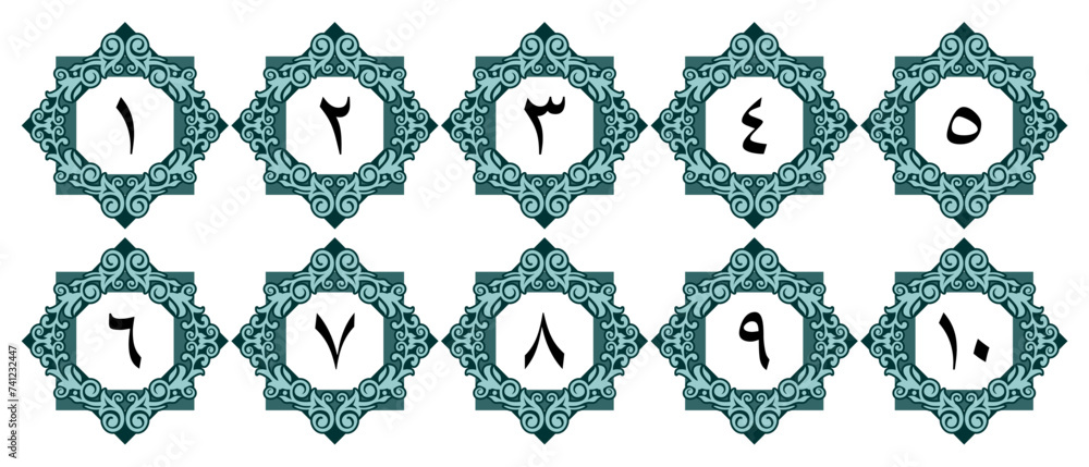 Arabic numerals with premium border decoration. illustration vector ...