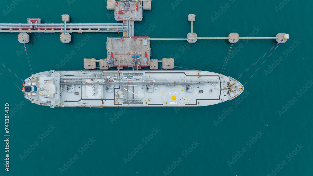 LPG ship, Oil tanker ship. Red Oil Tanker ranchored in Gas terminal gas ...