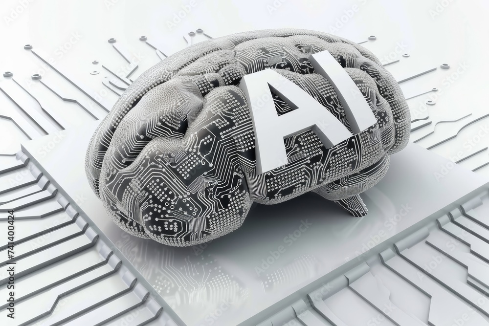 AI Brain Chip neuronal anatomy. Artificial Intelligence data backup ...