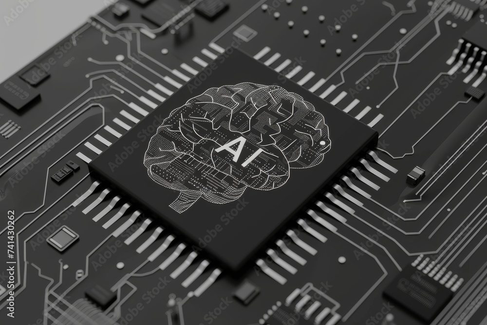 AI Brain Chip synaptic vesicles. Artificial Intelligence neuronal circuits mind switching ...