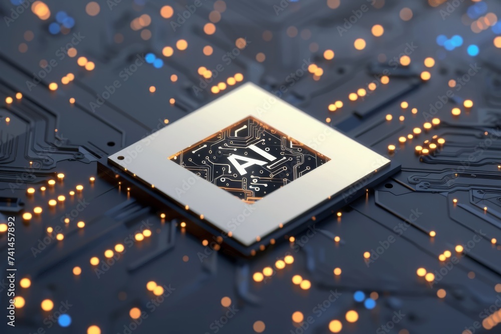 AI Brain Chip ai risk management. Artificial Intelligence neon green ...