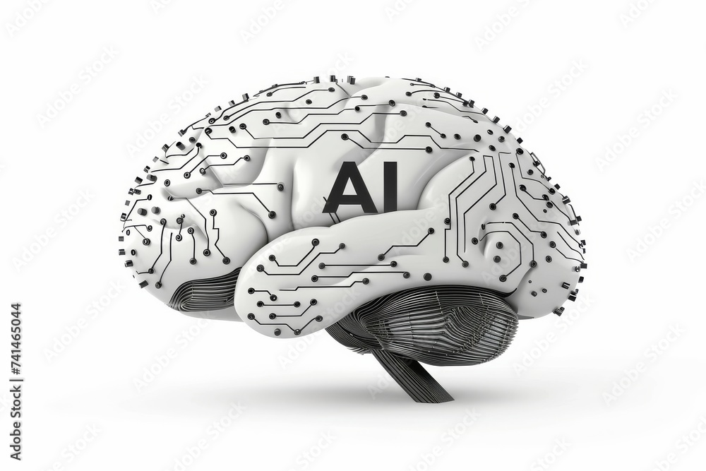 Ilustración de Stock AI Brain Chip neural network chip. Artificial ...