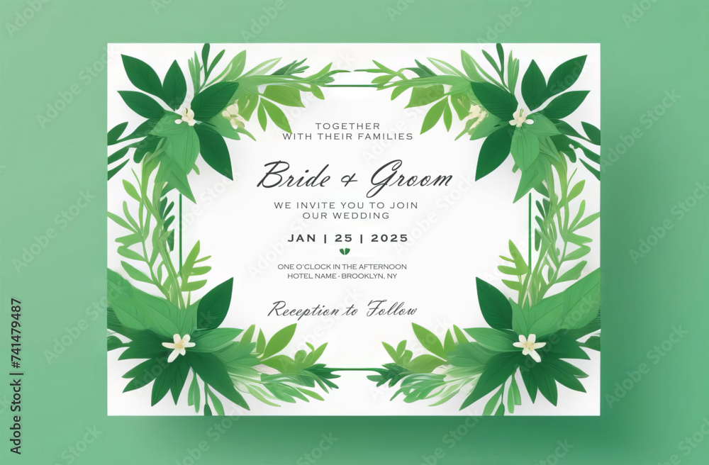 Green emerald texture watercolor wedding invitation vector set. Luxury ...