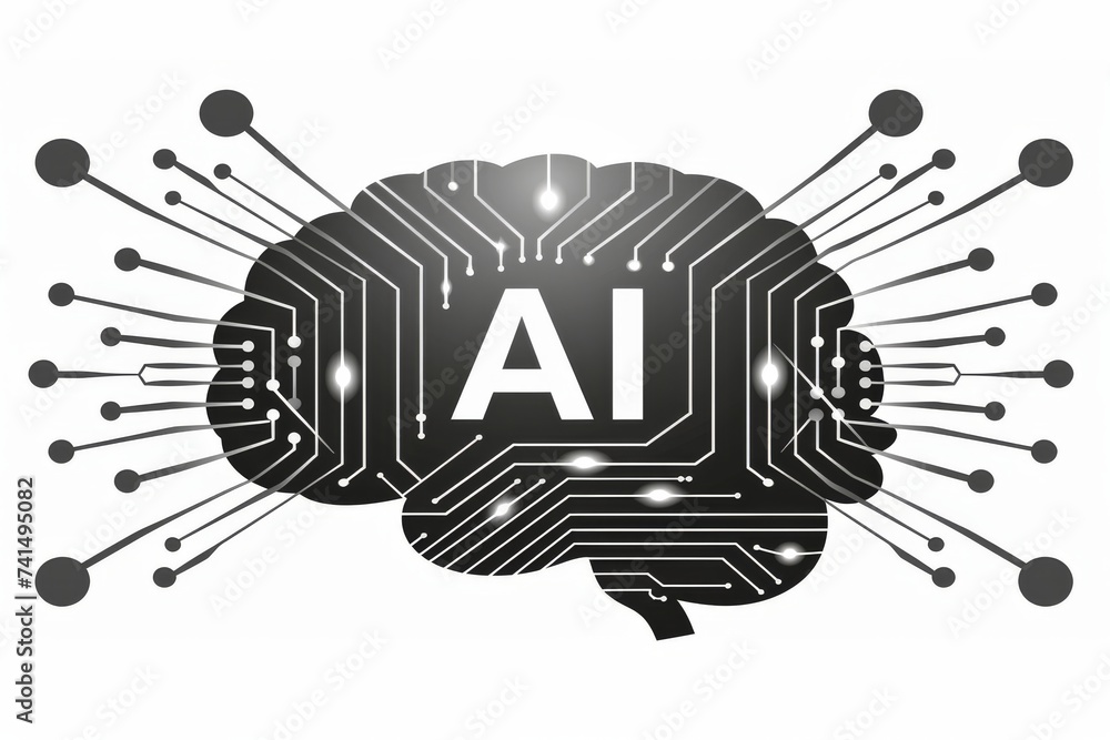 AI Brain Chip cloud computing. Artificial Intelligence neurological genetics human button mind ...