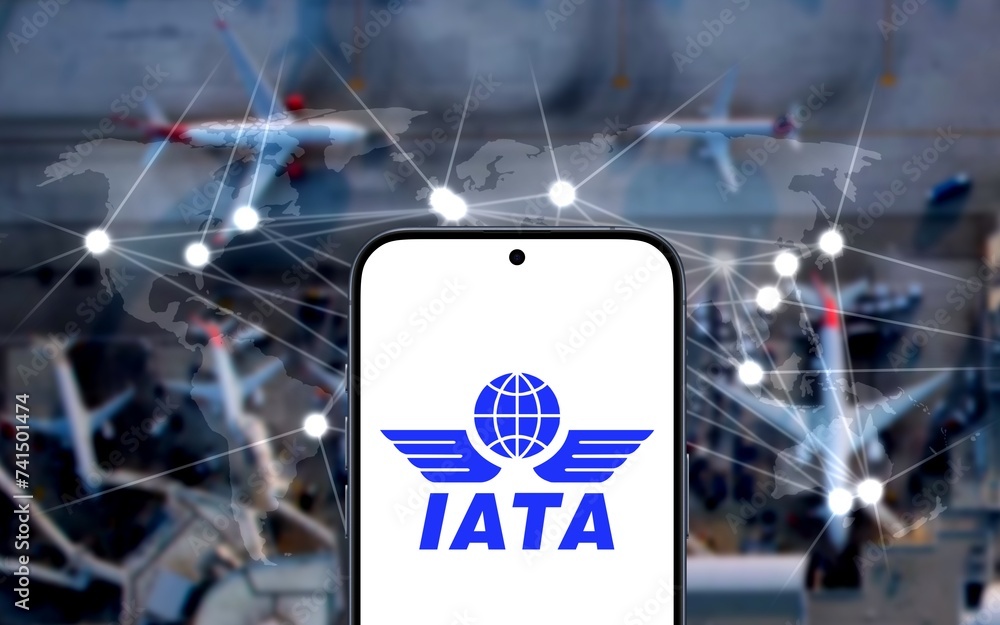 IATA Logo is shown on a modern smartphone, International Air Transport ...