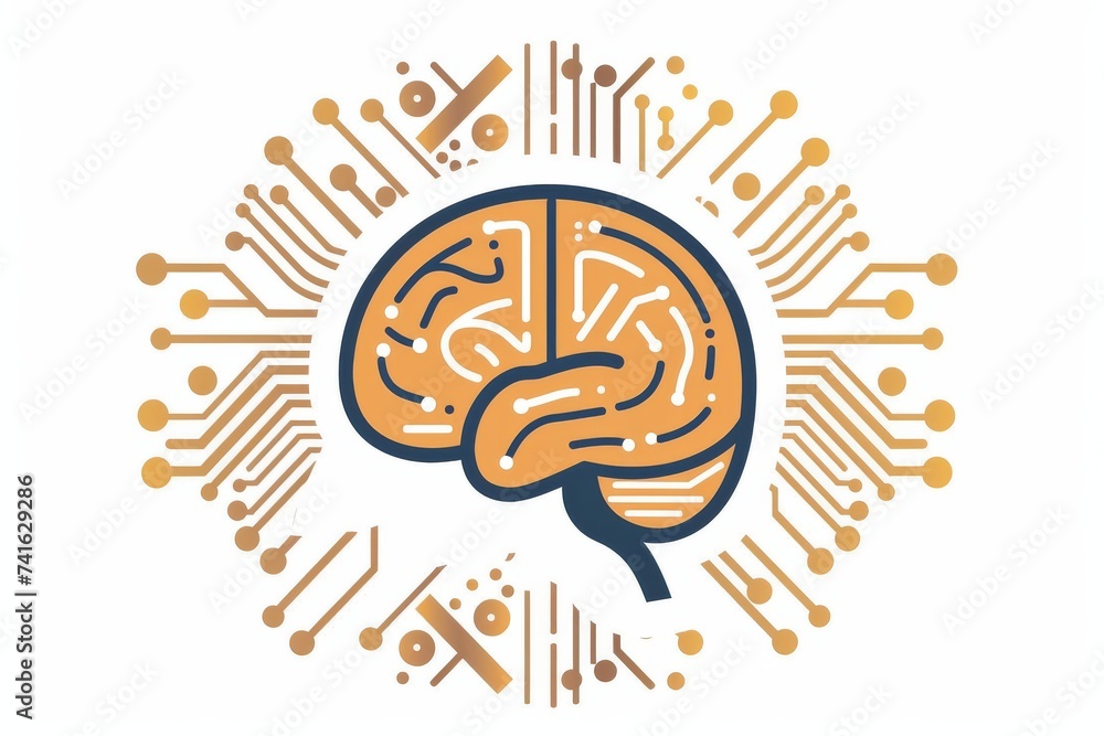 Ilustración de Stock AI Brain Chip norepinephrine. Artificial Intelligence tdcs mind clinical ...