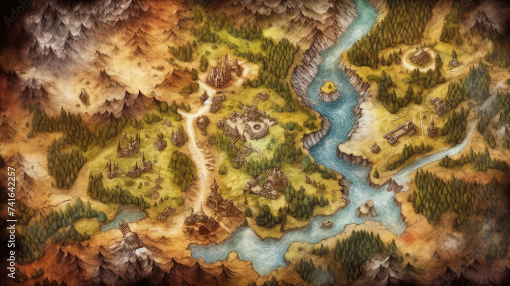 Tabletop map with river for board game Stock Illustration | Adobe Stock