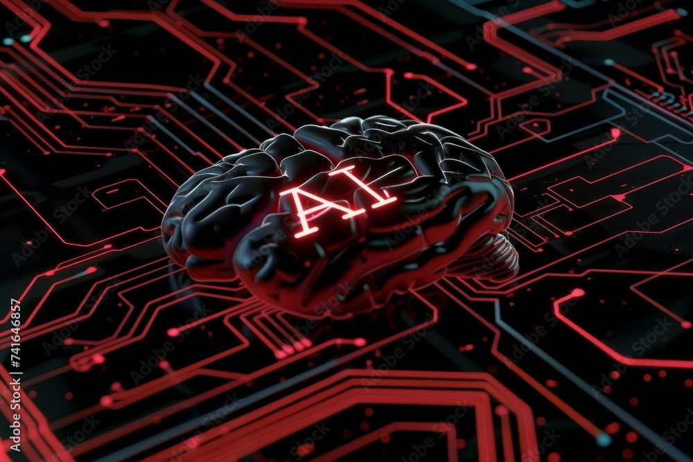 AI Brain Chip mental alertness. Artificial Intelligence brainwave ...