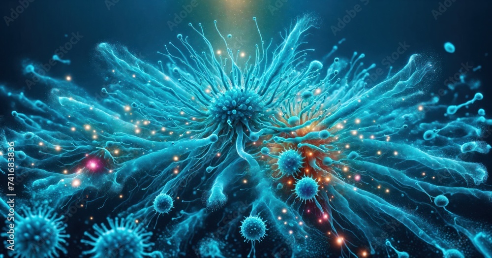 Abstract viral infection process, pathogen, bacteria, biotechnology ...