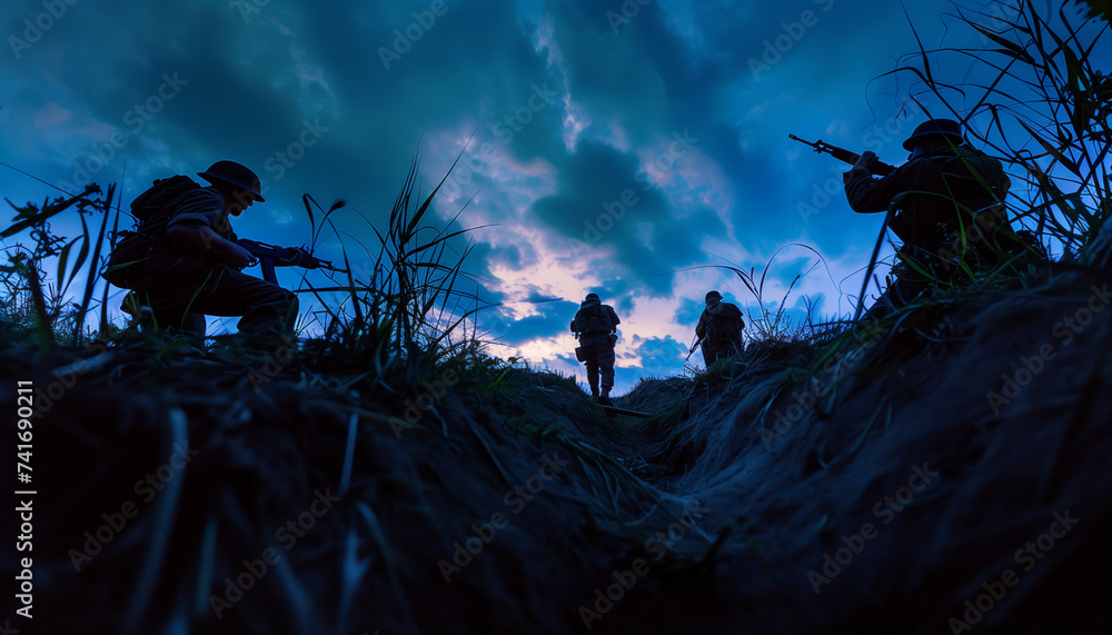 infantry forces military soldiers troop in uniform with Assault rifles ...