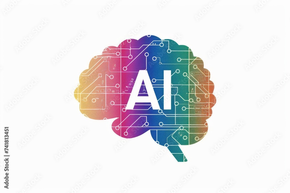 Illustration Stock AI Brain Chip neurotransmitter release. Artificial ...