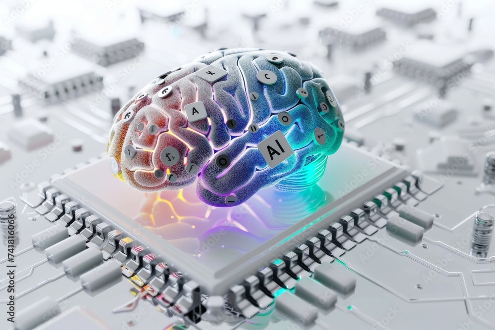 AI Brain Chip nanomagnetism. Artificial Intelligence neural ...