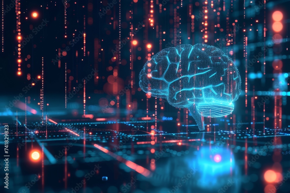 Illustration Stock AI Brain Chip memory chips. Artificial Intelligence ...