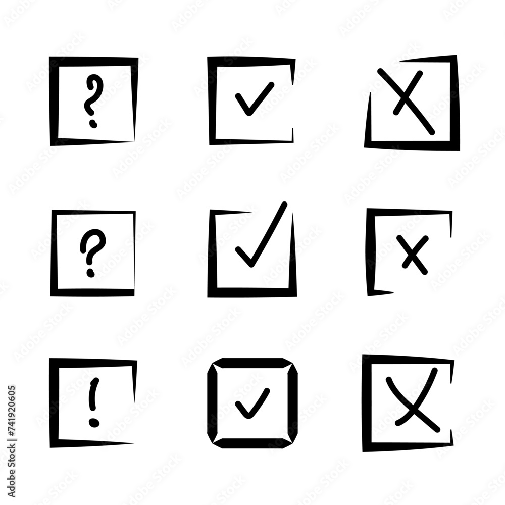 Checklist icon, check marks. Yes and no buttons. Tick, cross or ...