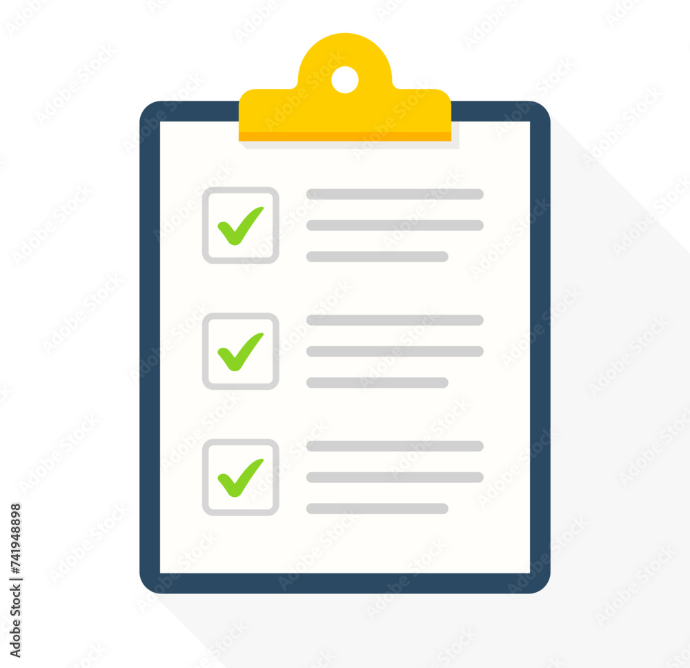 Clipboard with checklist. Checklist icon. Clipboard icon. Survey form symbol. Vector Stock ...