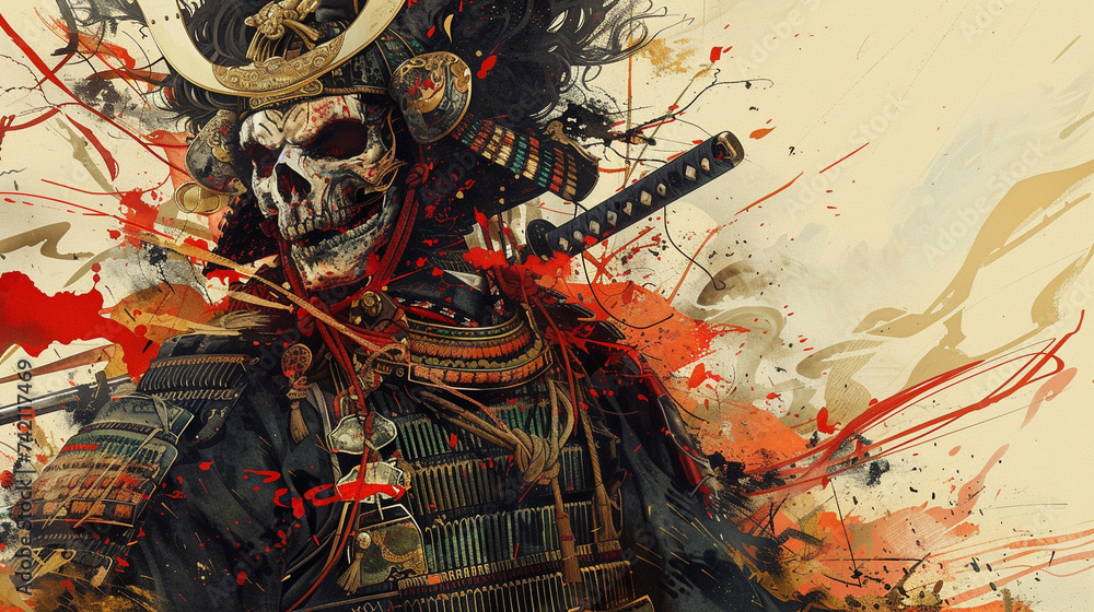 Illustration Stock Imagine a Samurai Zombie, a legendary warrior ...