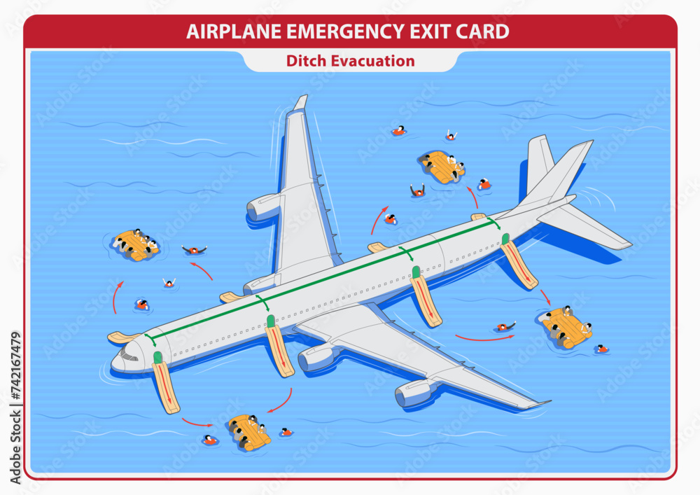 Image vectorielle Stock Emergency evacuation on water - ditch ...