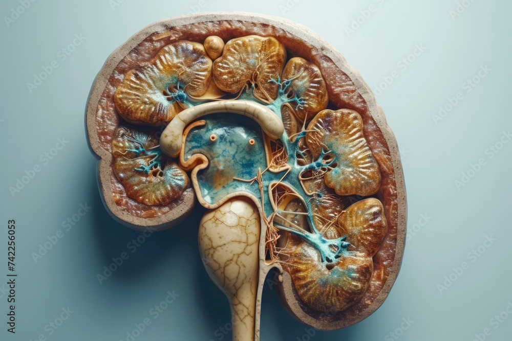 Human kidney cross section anatomy Stock Illustration | Adobe Stock