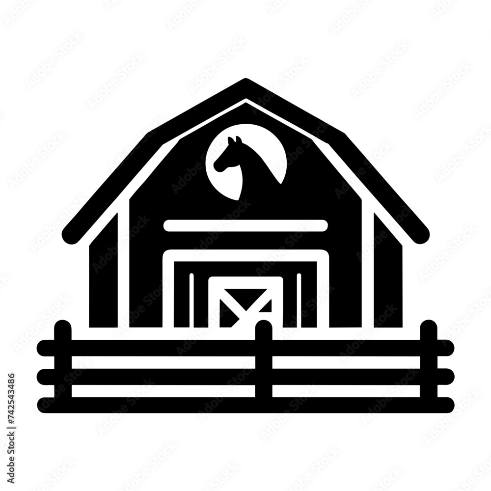 Simple Horse Stable Icon Vector In Trendy Flat Isolated On White ...