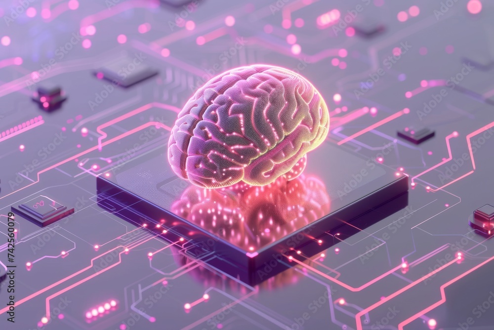 AI Brain Chip implementation. Artificial Intelligence brain mind flip ...